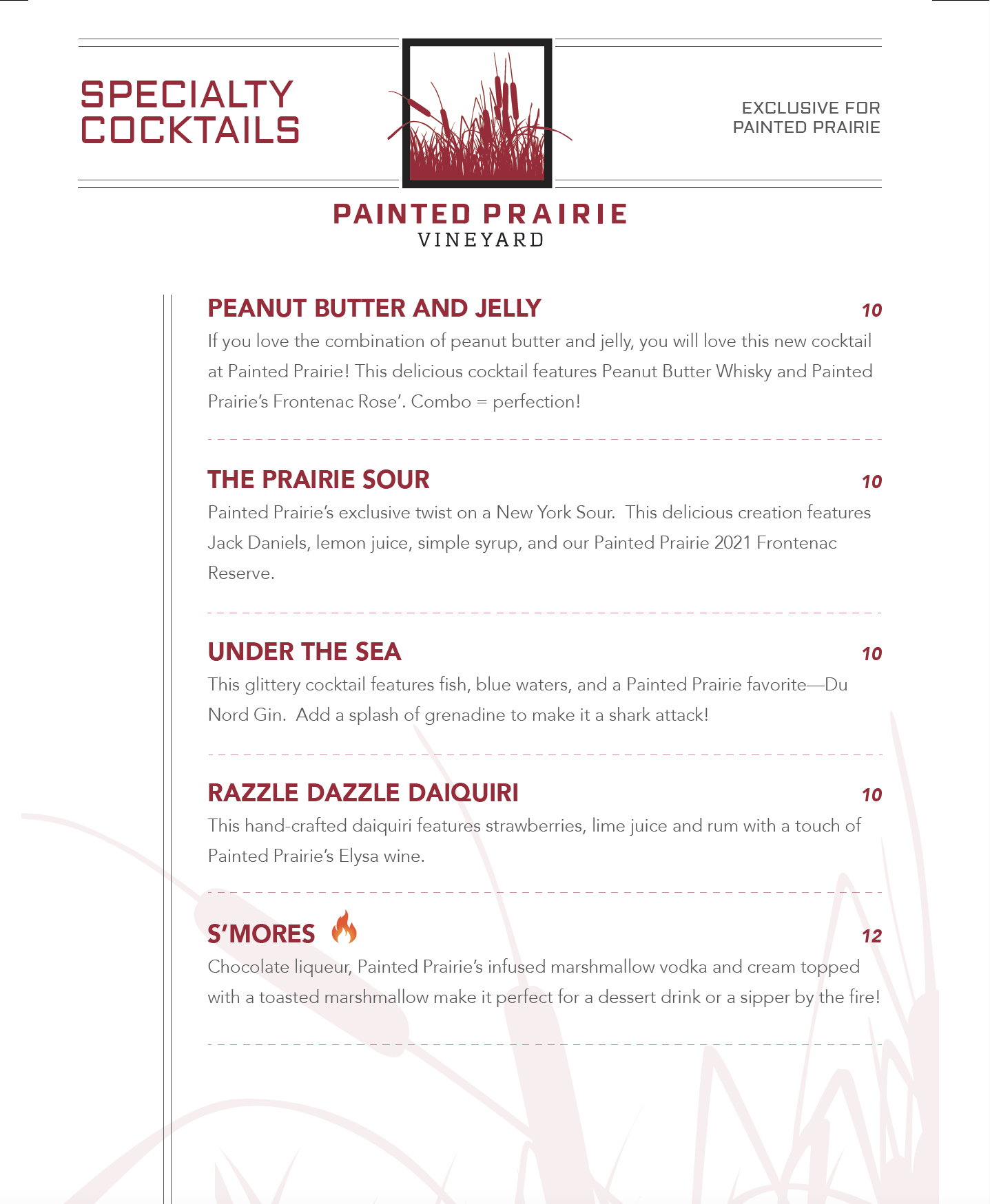Speciality Cocktails & Mocktails - Painted Prairie Vineyard